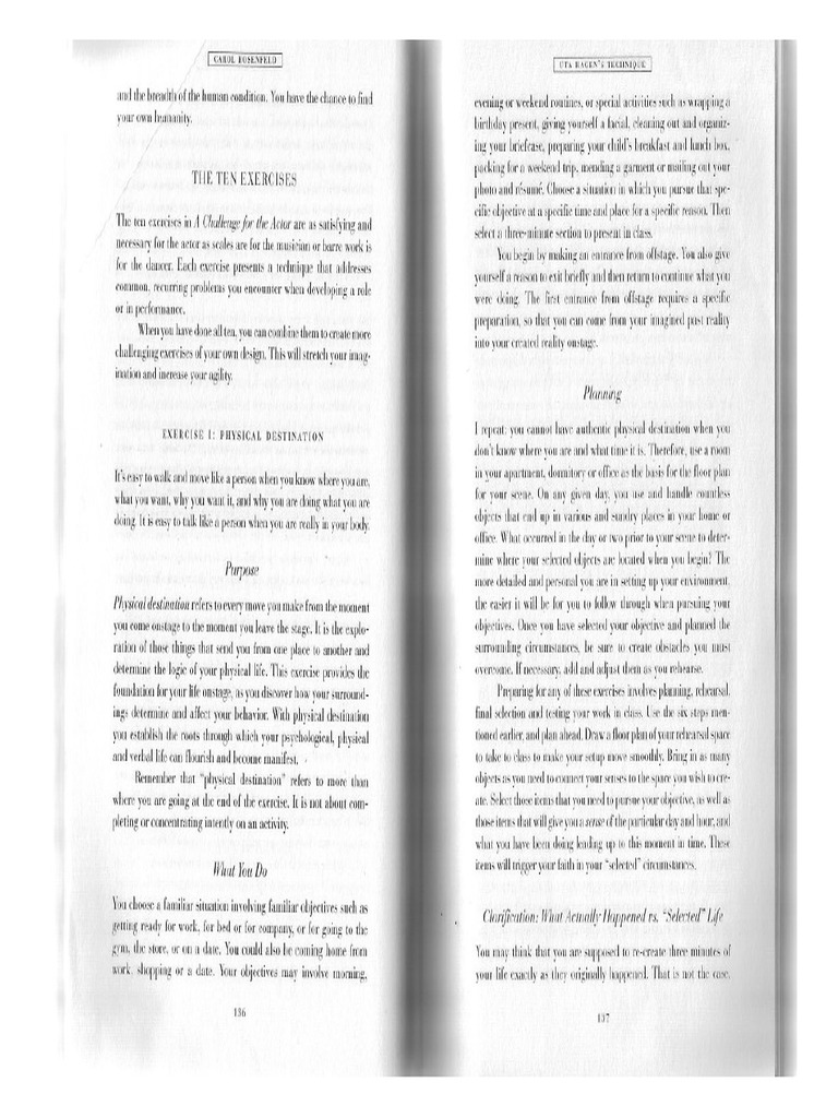 Uta Hagen Ten Exercises | PDF