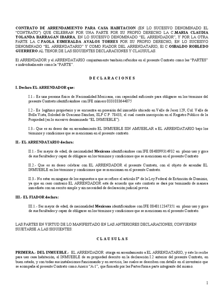 Contrato Machote RENTA | PDF | Alquiler | Propiedad