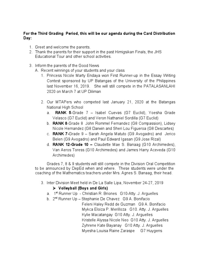 For The Third Grading Period | PDF | Learning