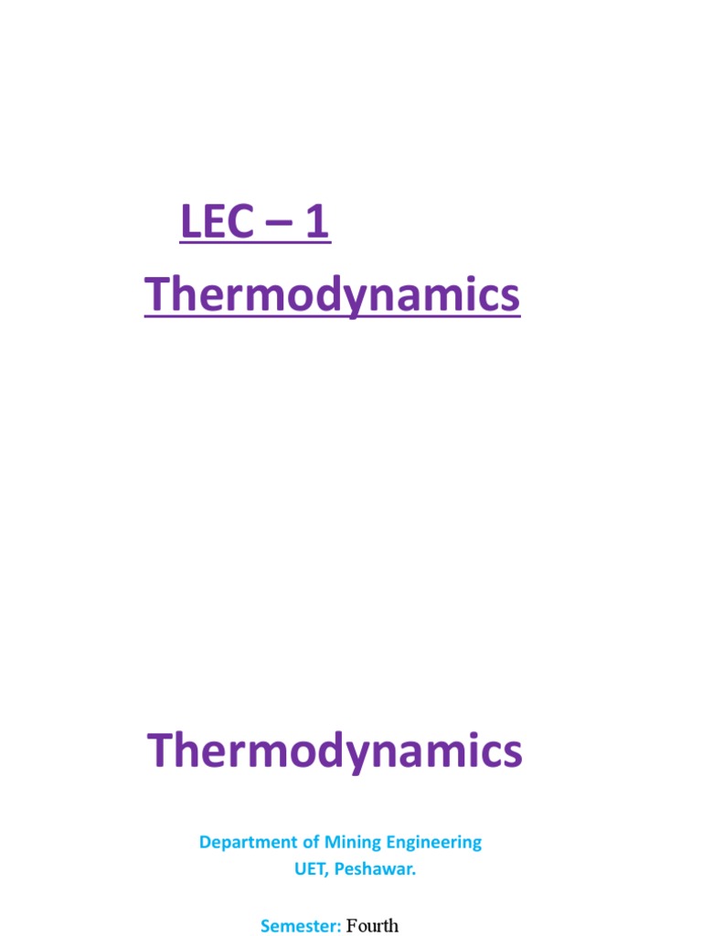 Thermo Lec 1 Elec | PDF | Thermodynamic Equilibrium | Thermodynamics