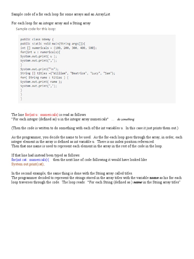 For Each Loops | PDF