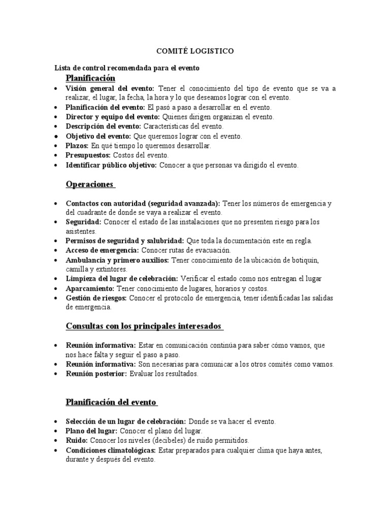 Check List Org de Reuniones | PDF | Logística | Invalidez