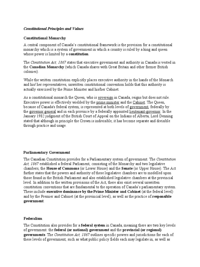 Canada’s Constitutional Framework Explained | PDF | Canada | Constitution