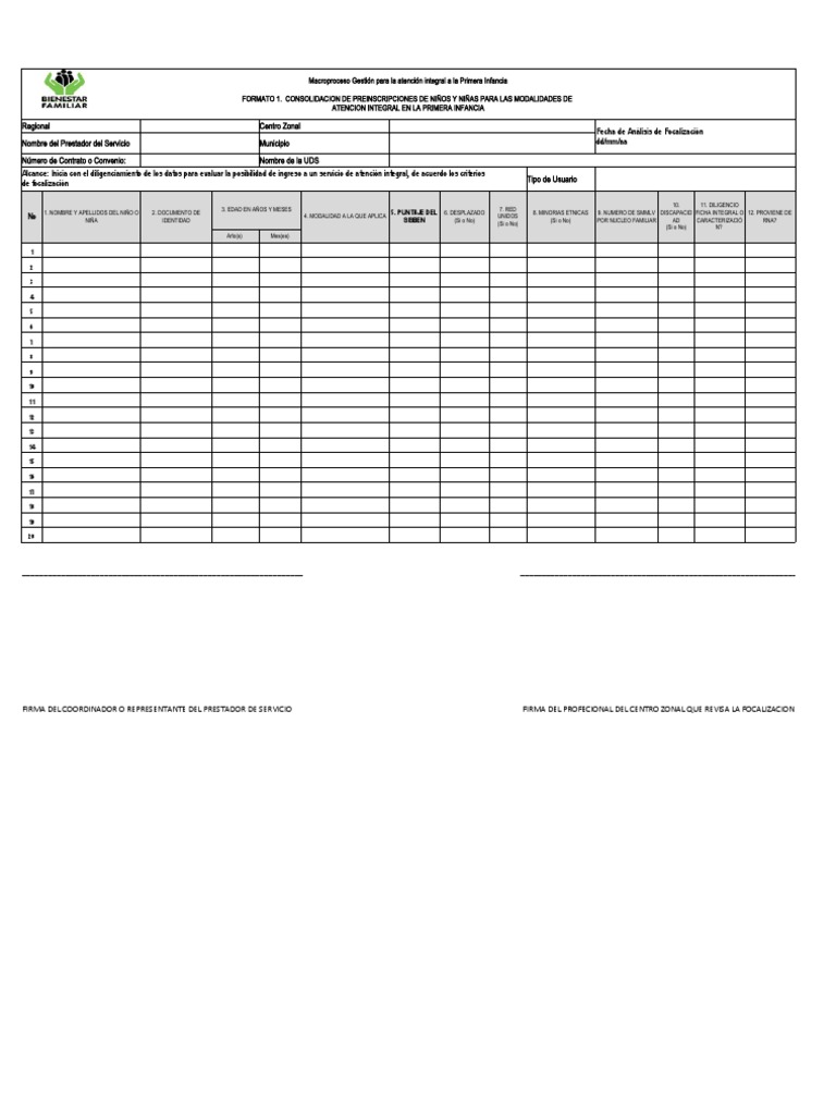 Formato de Preinscripción ICBF 2025 | PDF | Business