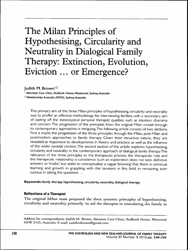 The Milan Principles of Hypothesising Circularity and Neutrality in ...