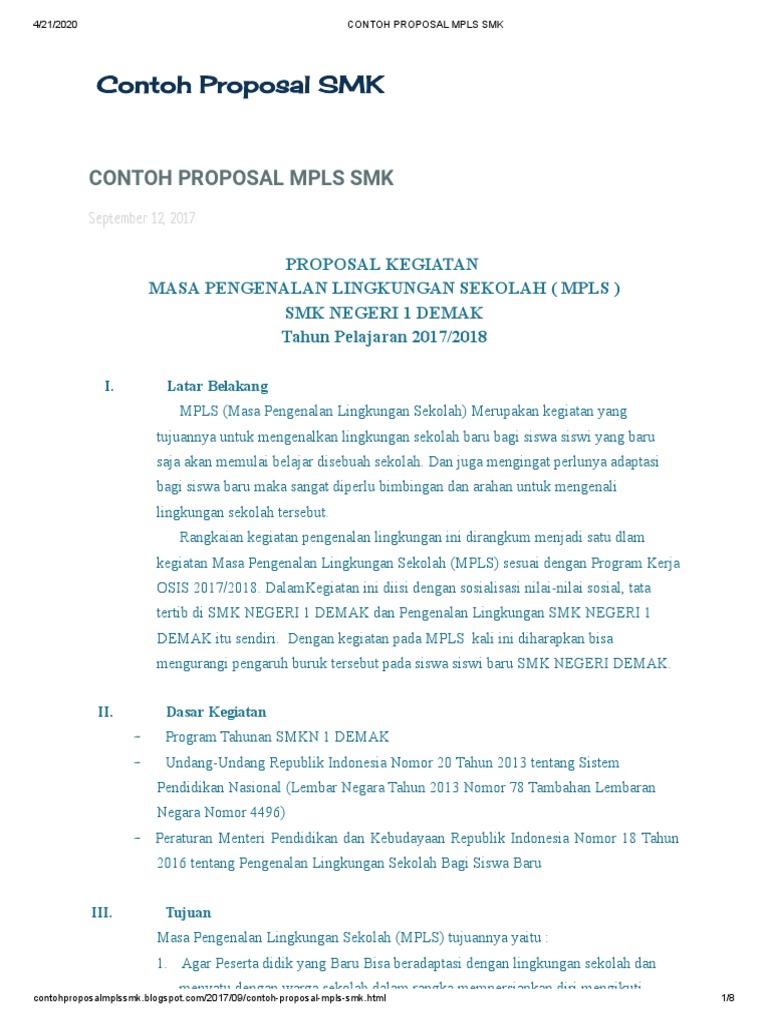 Contoh Proposal MPLS SMK | PDF