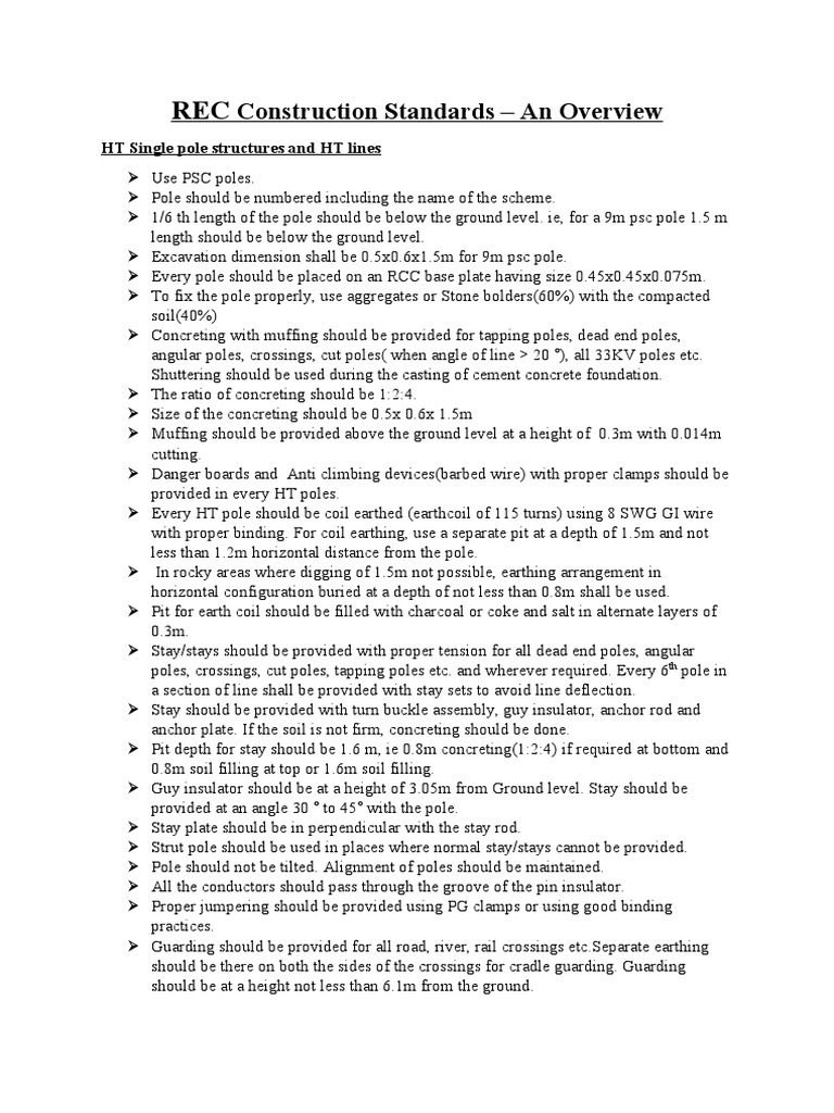 REC Construction Standards Overview | PDF | Insulator (Electricity ...
