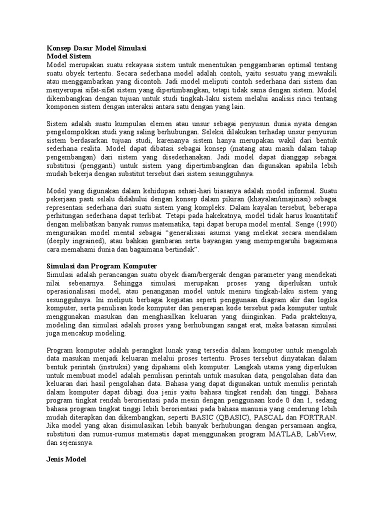 Konsep Dasar Model Simulasi | PDF | Metode & Bahan Ajar | Komputer