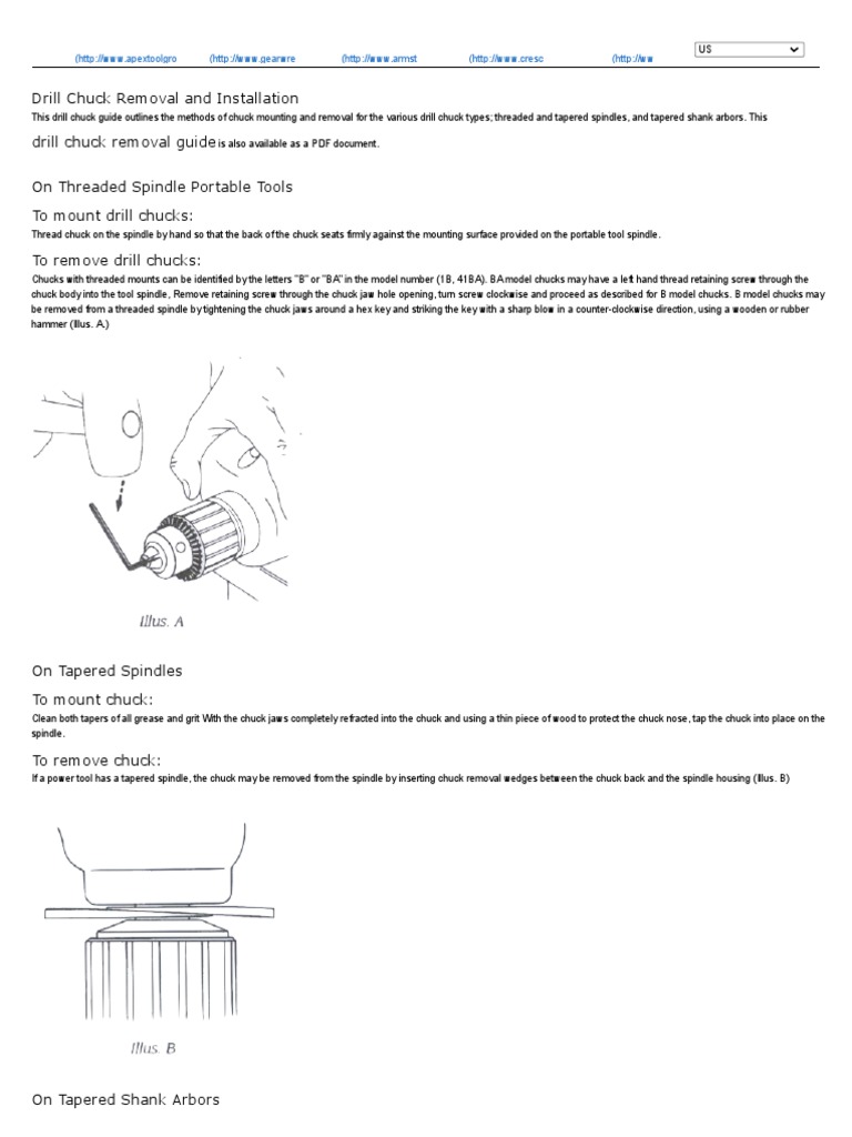 Drill Chuck Removal and Installation Guide | PDF | Drill | Equipment