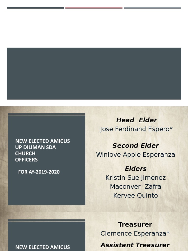 UP Diliman SDA Church Officers 2019-20 | PDF | Restorationism ...