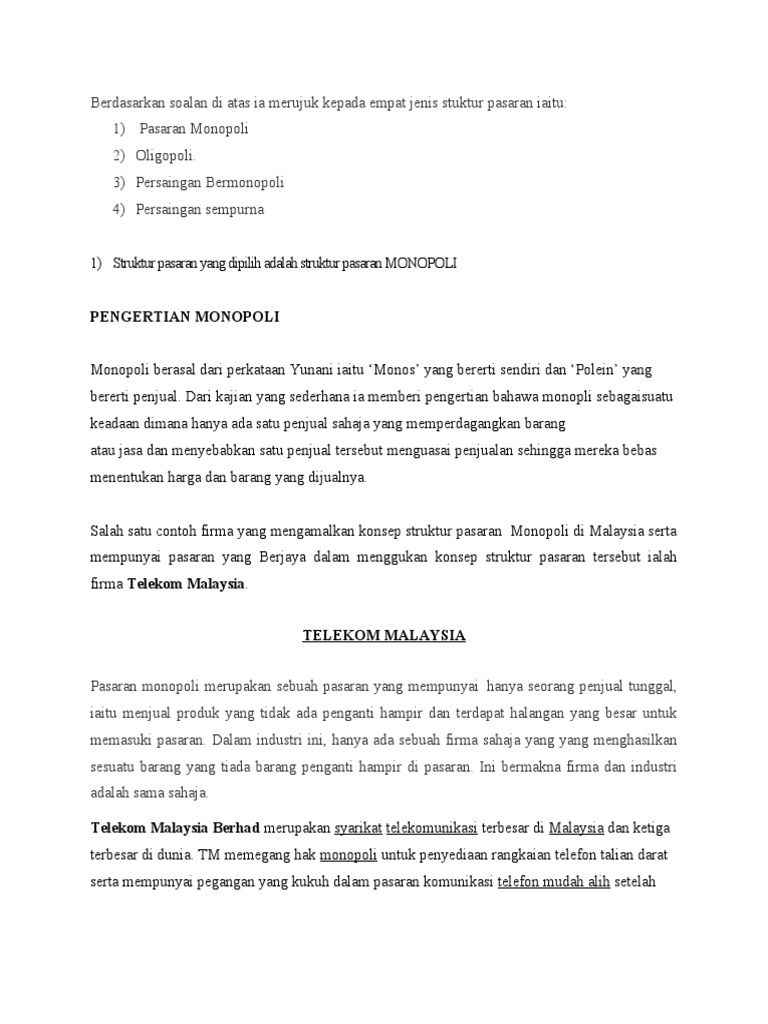 Assigment Oum Struktur Pasaran | PDF