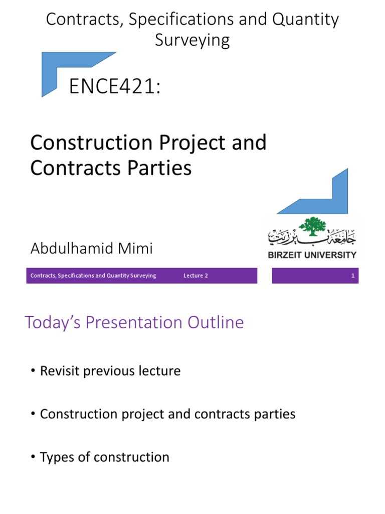 Contracts Specifications And Quantity Surveying Pdf Specification Technical Standard