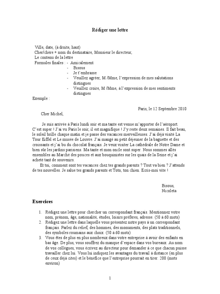 Modèles de lettres et formules de politesse | PDF | Paris