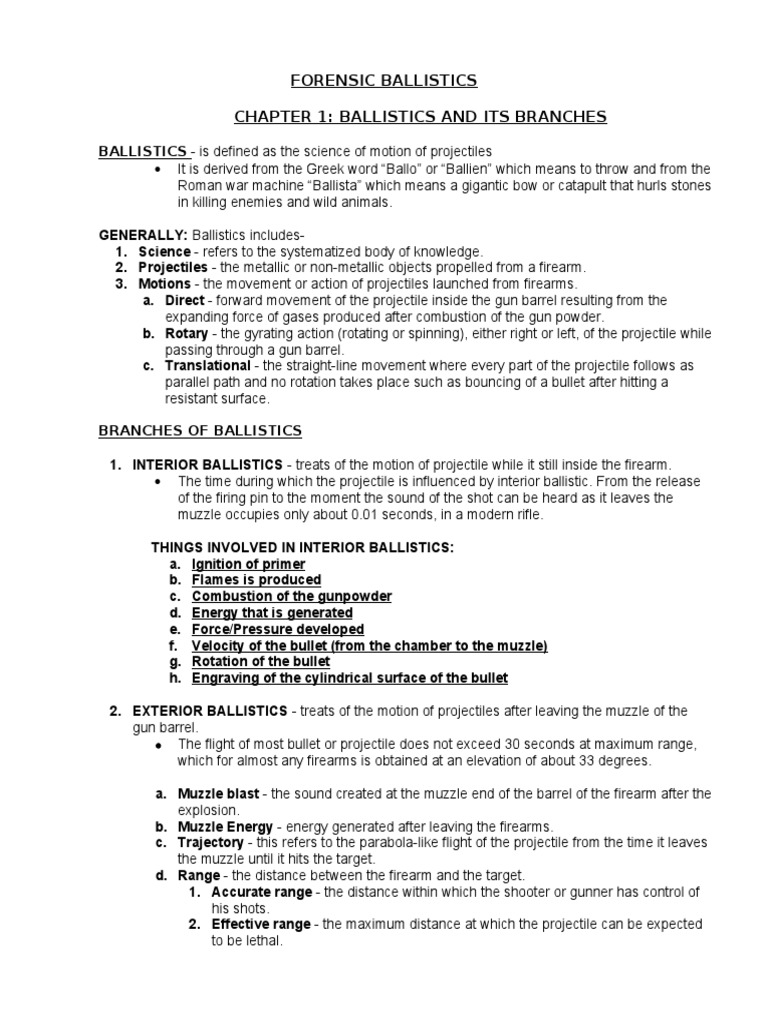 Forensic Ballistics Chapter 1: Ballistics and Its Branches | PDF ...