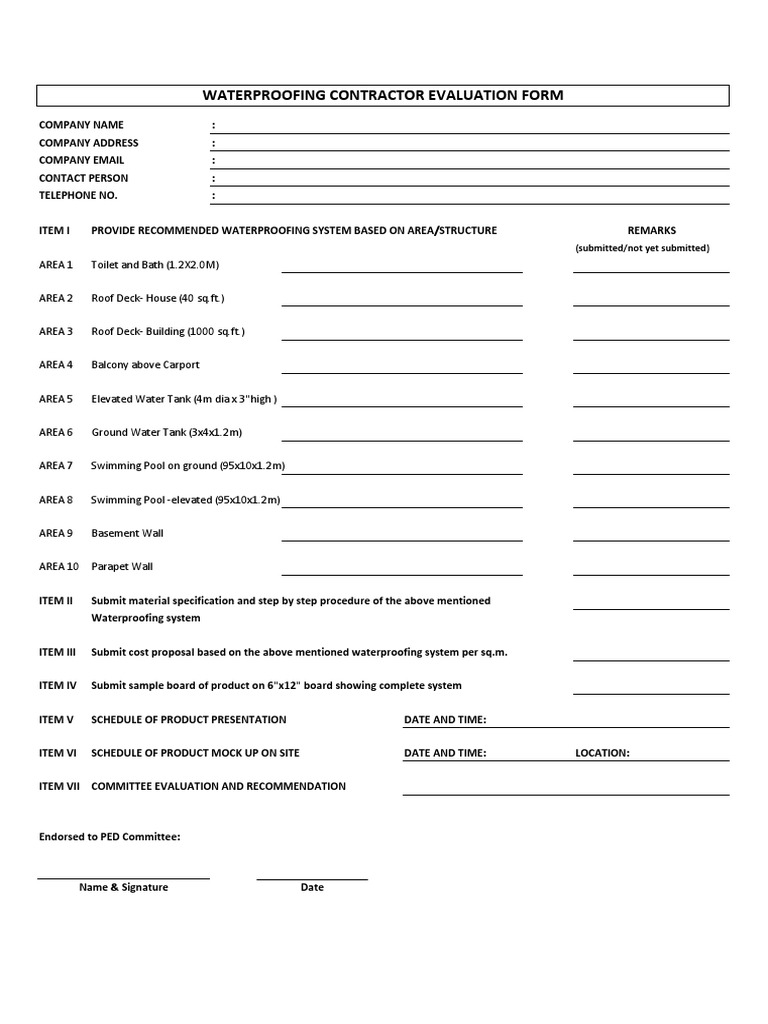 Waterproofing Accreditation Checklist | PDF