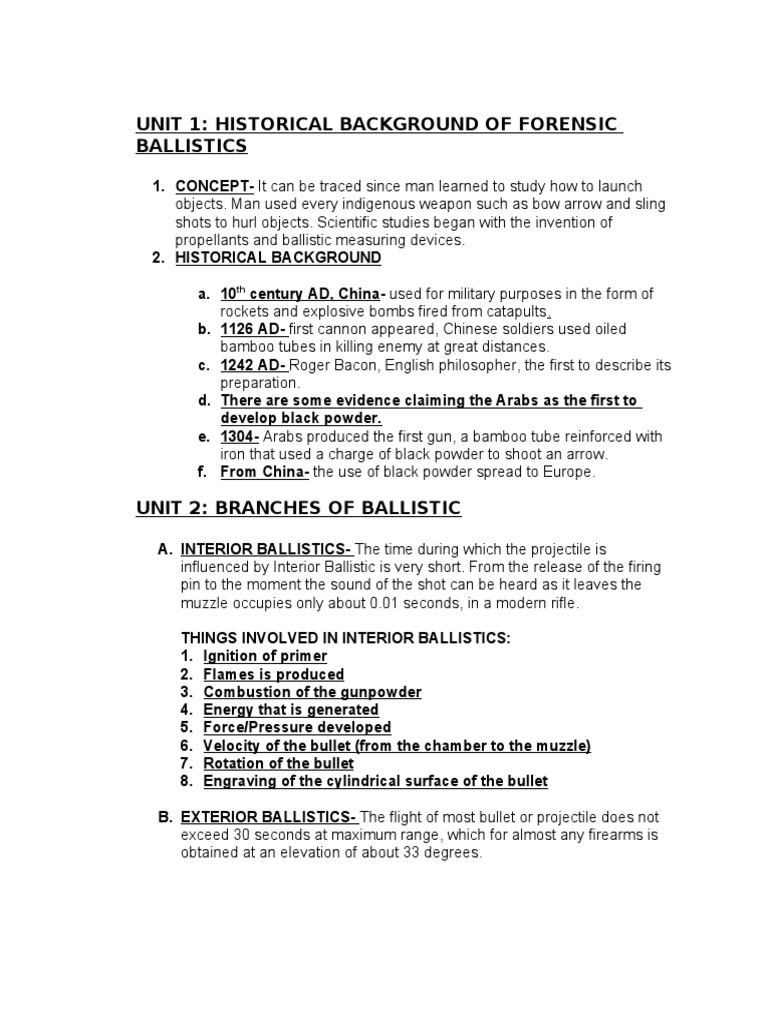 Unit 1: Historical Background of Forensic Ballistics | PDF | Ballistics ...