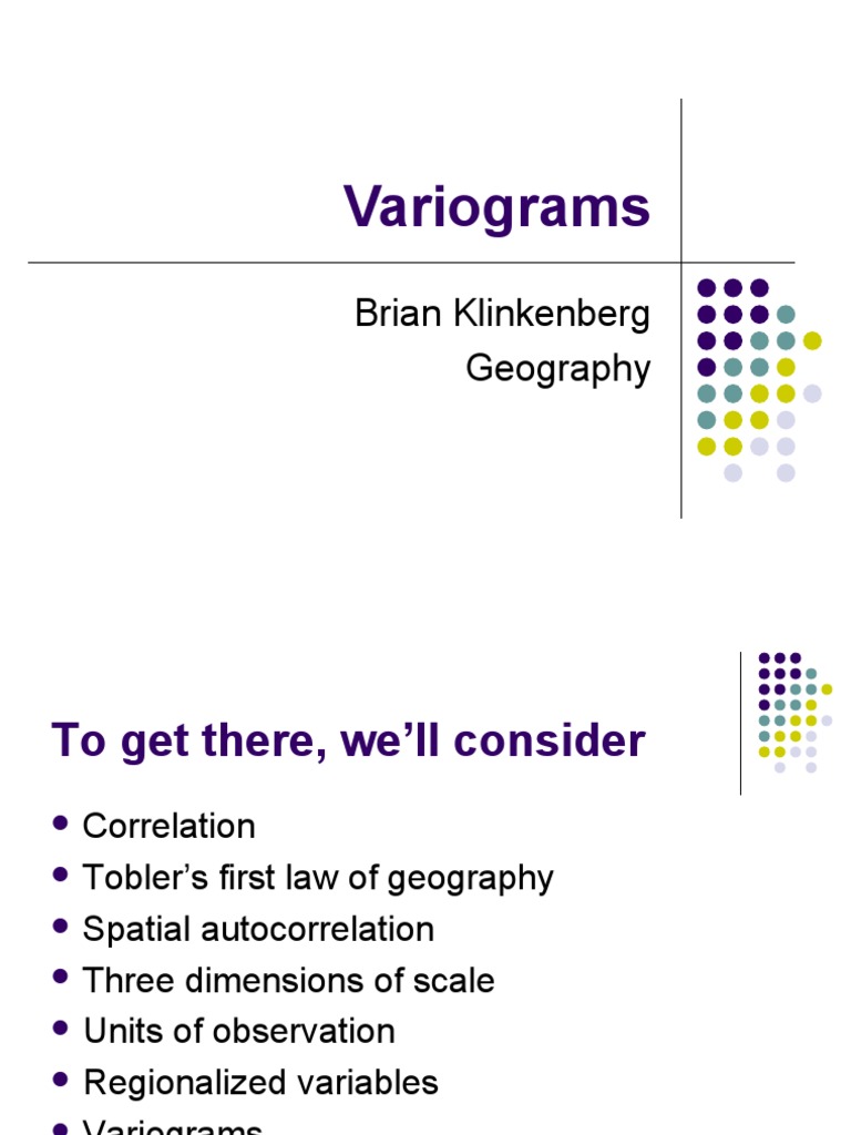 Variograms: Brian Klinkenberg Geography | PDF | Correlation And Dependence | Spatial Analysis