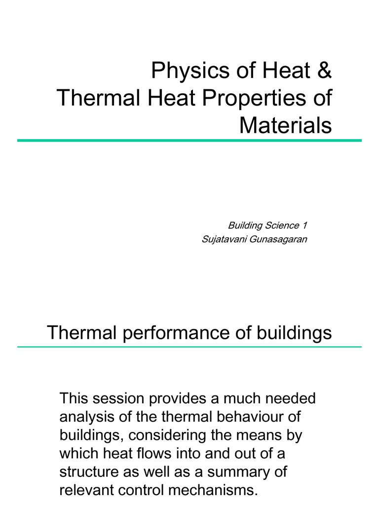 Building Science - Physics of Heat | PDF | Heat Transfer | Building ...