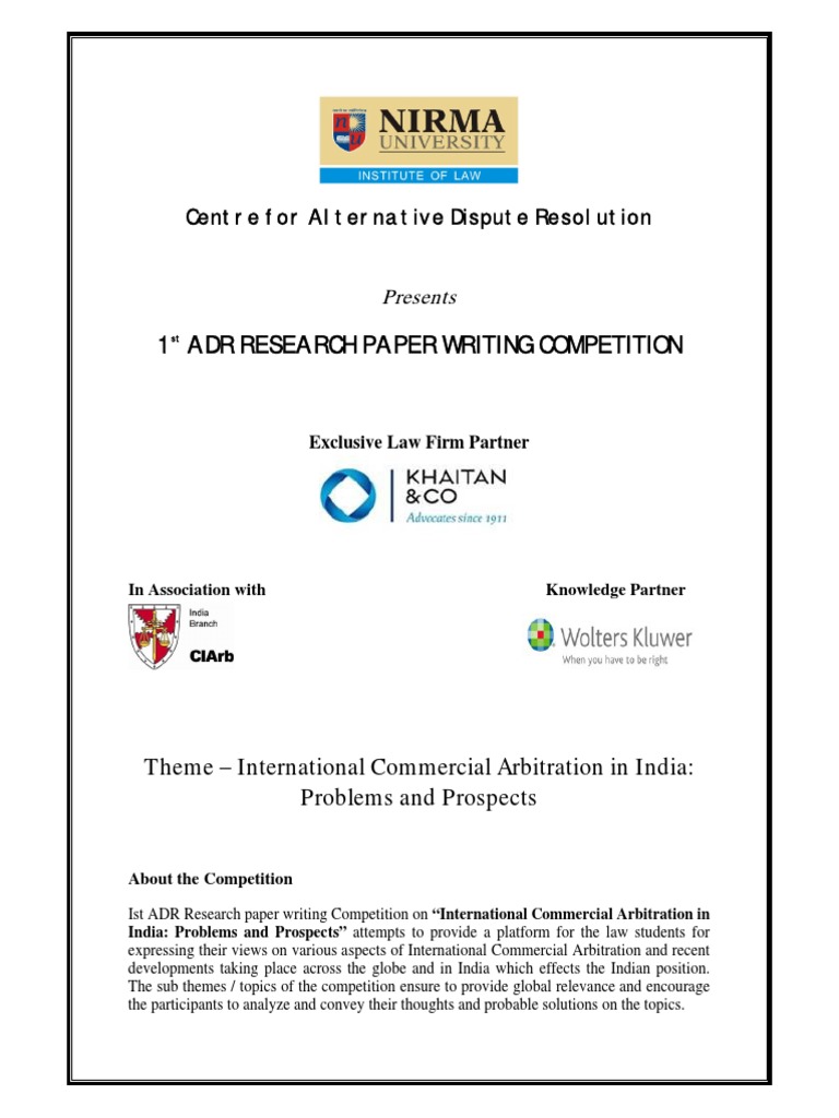 Rules and Registration Form of 1st ADR Research Paper Writing ...