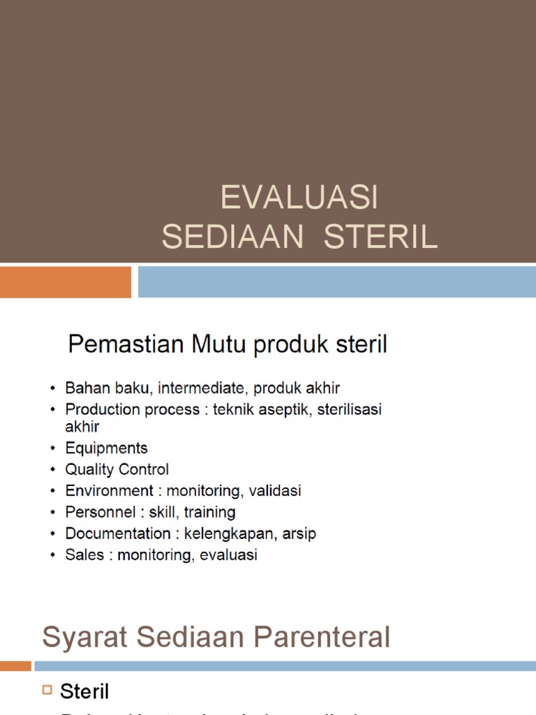 Evaluasi Sediaan Steril | PDF
