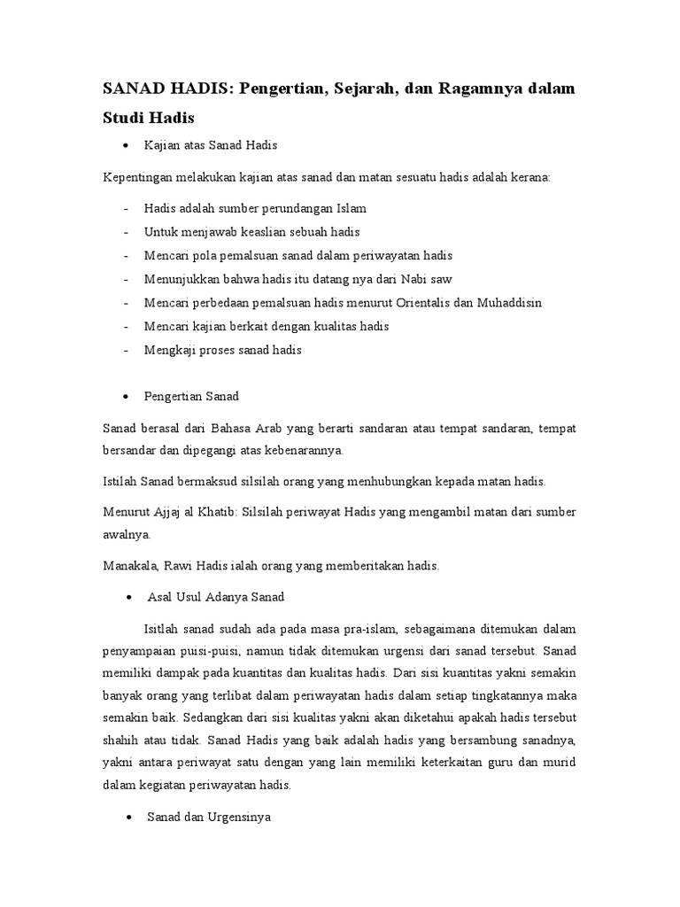 Tugas Ilmu Sanad Hadis (Fikri, Faqih, Wafa, Adin, Amel) | PDF