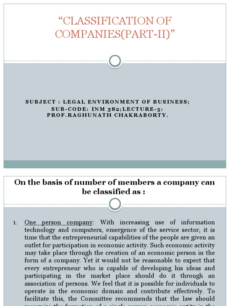 Classification of Companies (Part-Ii) | PDF | Subsidiary | Privately ...