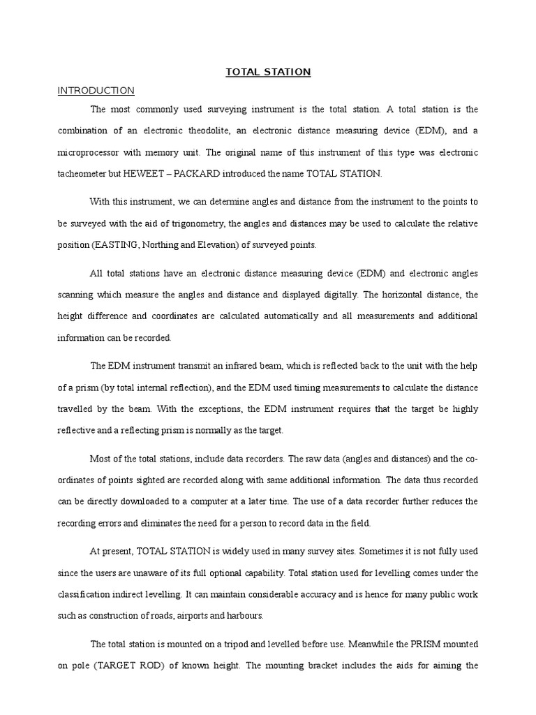 Total Station Lab Manual PDF | PDF | Surveying | Scientific Observation