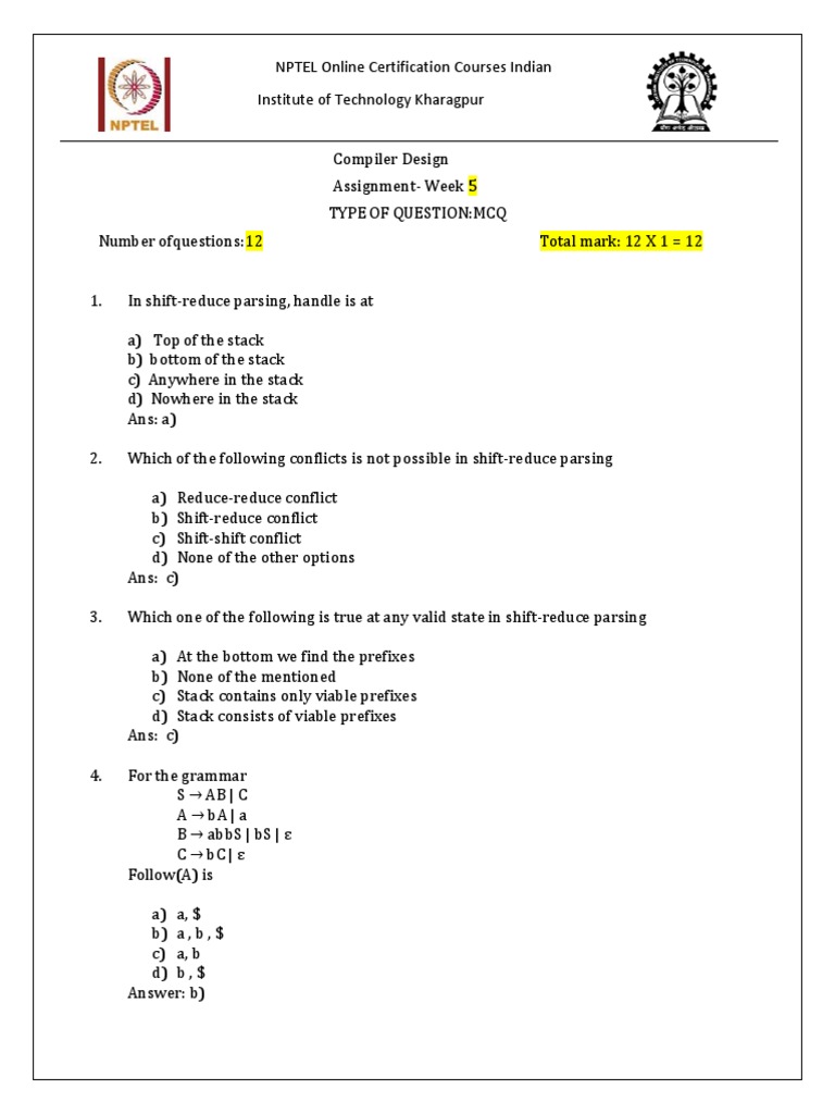 Assignment - 5 - Compiler Design | PDF | Parsing | Computer Programming Assignment - 5 - Compiler Design | PDF | Parsing | Computer Programming