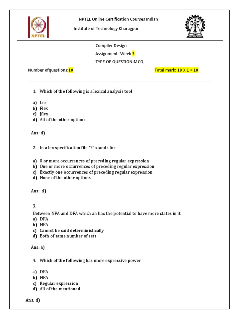 Assignment - 3 - Compiler Design | PDF | Regular Expression | Theory Of ... Assignment - 3 - Compiler Design | PDF | Regular Expression | Theory Of ...