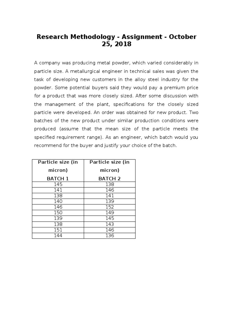 RM Assignment - Oct 25, 2018 L - 3 | PDF