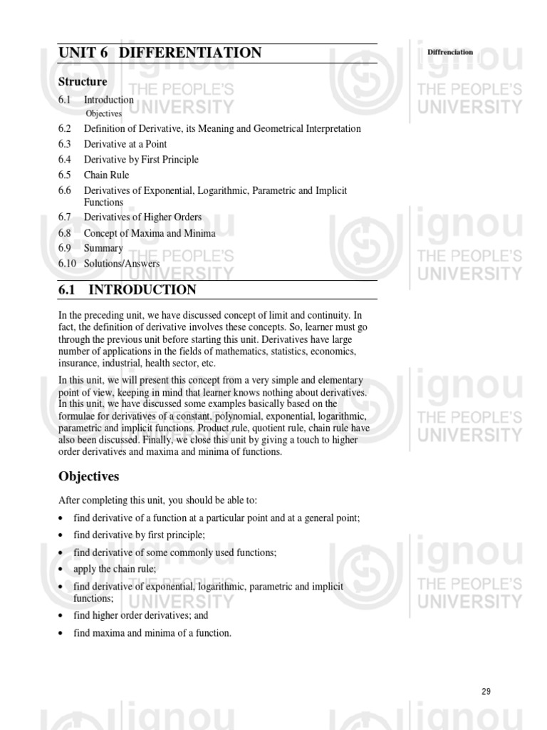 Unit 6 Differentiation: Structure | PDF | Derivative | Logarithm