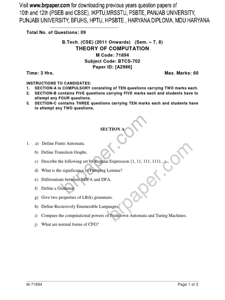 TOC (7th&8th) May2018 | Download Free PDF | Formal Methods | Mathematical Logic