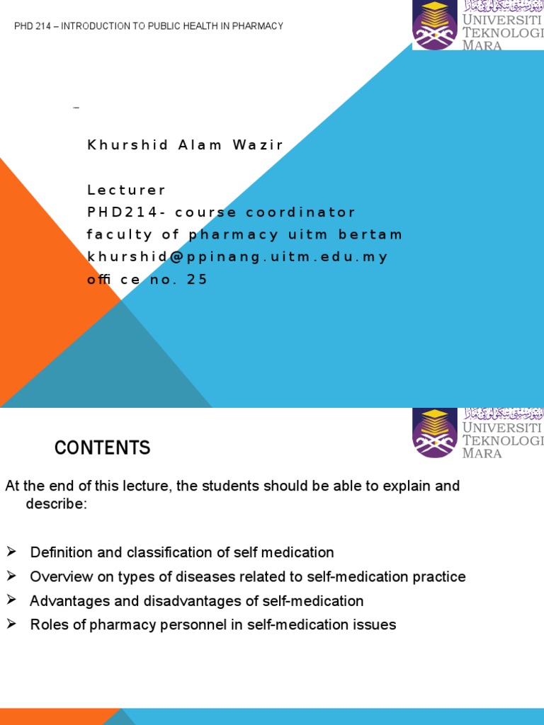 Self Medication Lecture | PDF | Over The Counter Drug | Pharmacy