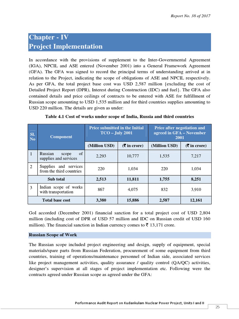 Chapter - IV Project Implementation: Table 4.1 Cost of Works Under ...
