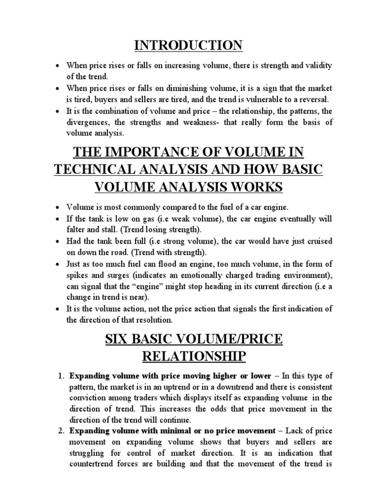 Volume Analysis in Trading Trends | PDF | Prices | Market (Economics)