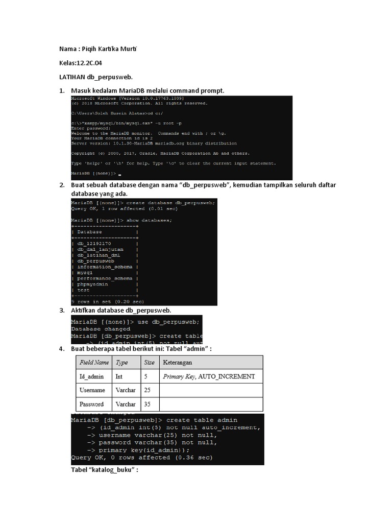 Latihan Database MariaDB: db_perpusweb | PDF
