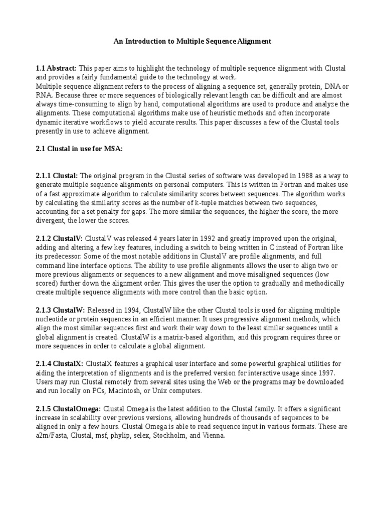 An Introduction to MSA with Clustal | PDF | Sequence Alignment ...