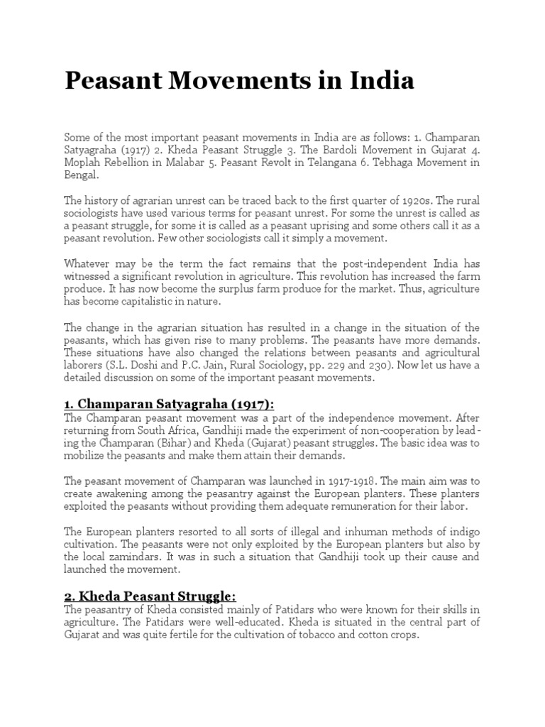 Peasant Movements in India | PDF | Agriculture