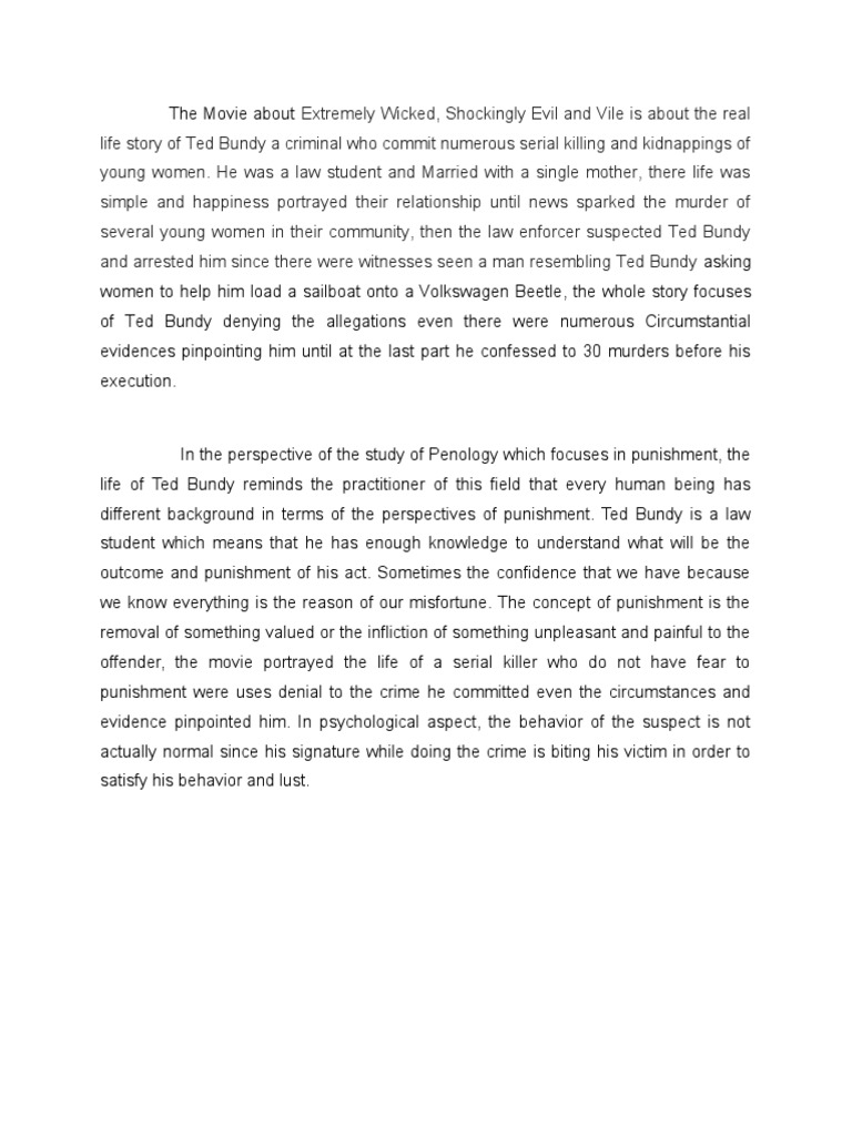 Reflection Paper Ted Bundy2 | PDF