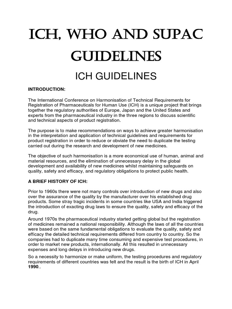 Ich, Who and Supac Guidelines | PDF | Verification And Validation ...