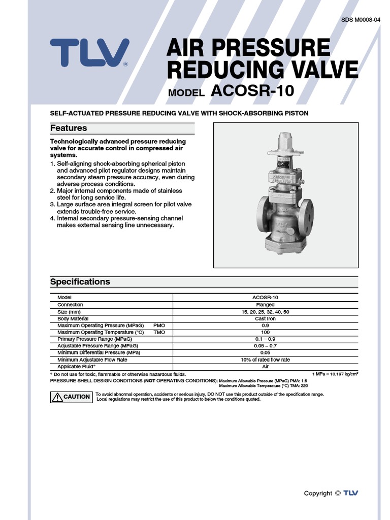 ACOSR-10 Air Pressure Reducing Valve | PDF | Valve | Flow Measurement