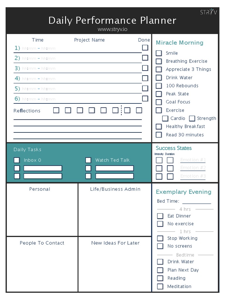 Stryv Daily Performance Planner PDF | PDF | Determinants Of Health ...