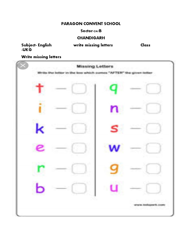 Paragon Convent School Sector-24/B Chandigarh Subject-English Write ...