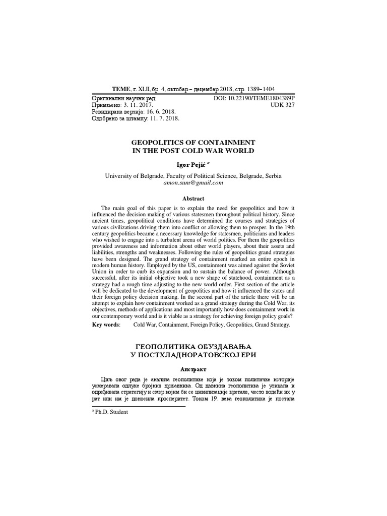 Containment - Cold War | PDF | Geopolitics | Containment