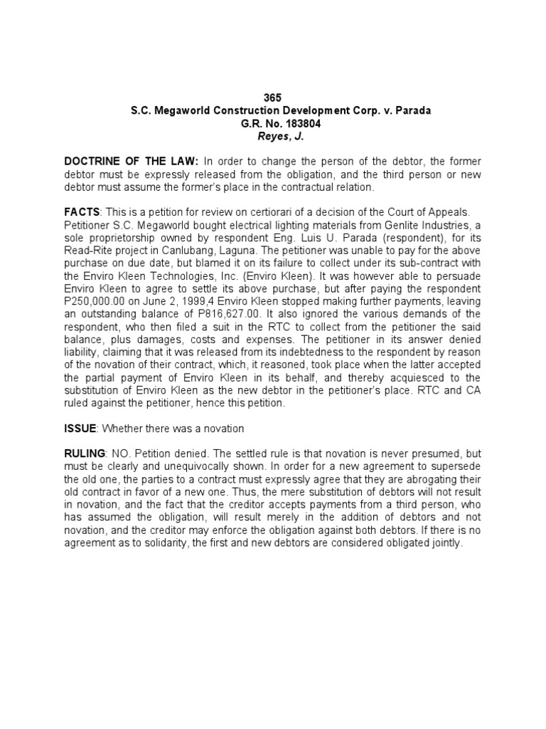 S.C. Megaworld Construction Development Corp. v. Parada | PDF | Social ...