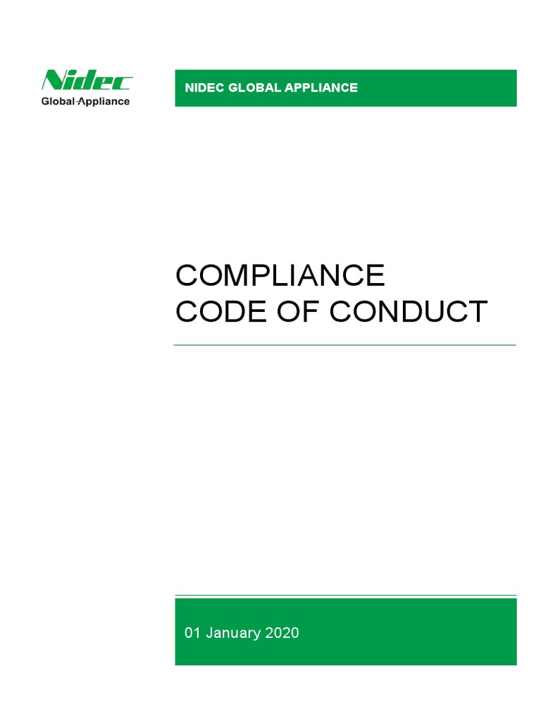 Compliance Code of Conduct: Nidec Global Appliance | PDF | Intellectual ...