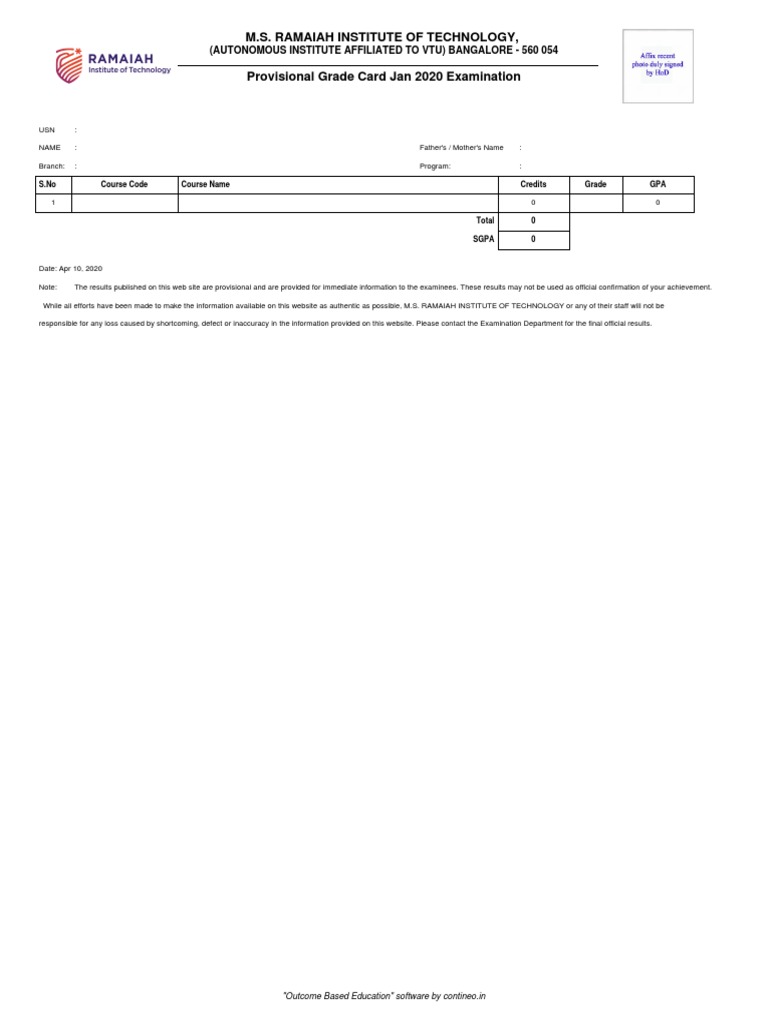 Provisional Grade Card | PDF