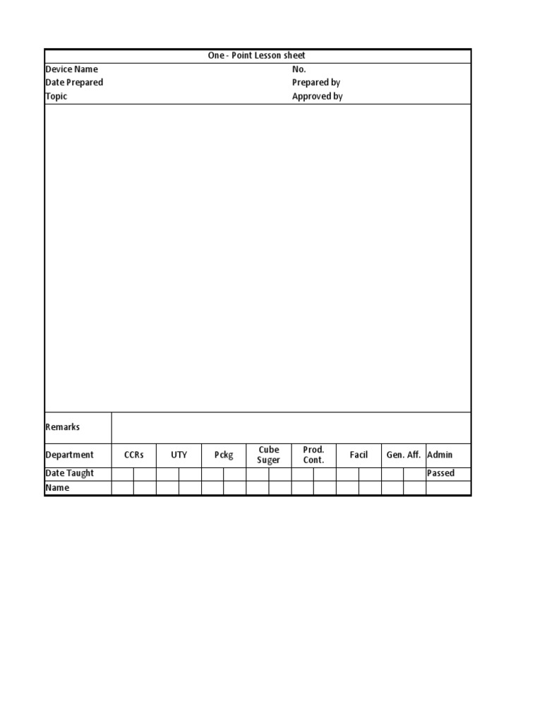 One-Point Lesson Template Sheet | PDF | Technology & Engineering