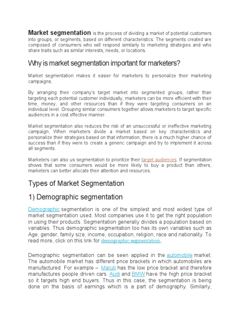 Why Is Market Segmentation Important For Marketers? | PDF | Market ...