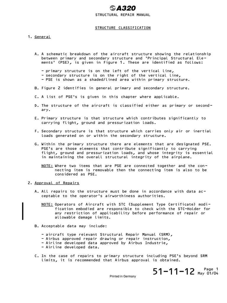 51-11-12-001-Structure Classification-A320 | PDF | Landing Gear | Fuselage